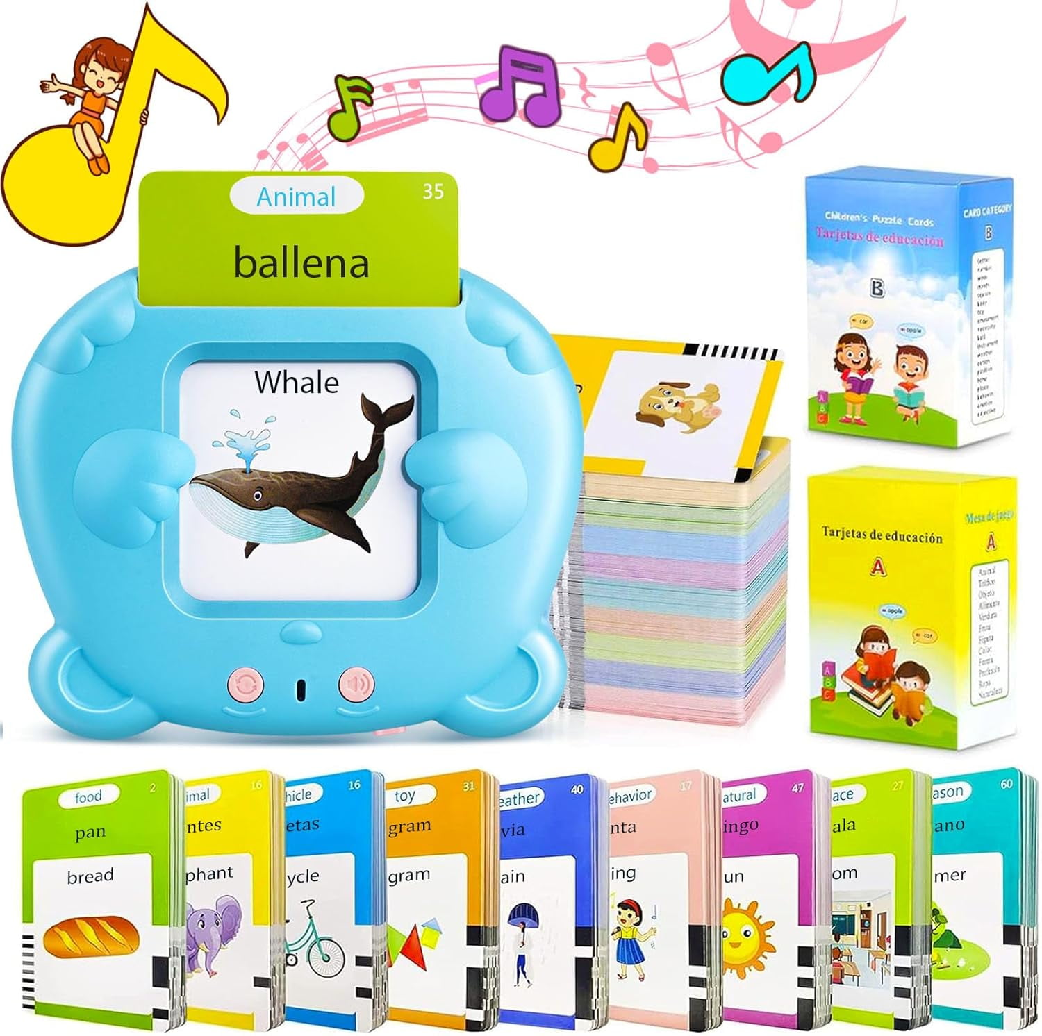 Spanish & English Talking Flash Cards for Toddler Year Olds, Learning ...