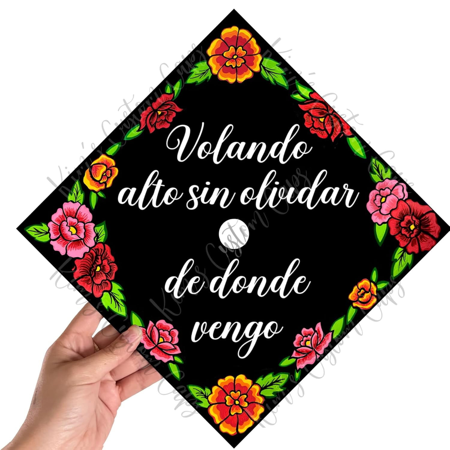 Spanish Floral Graduation Cap Printed Topper Grad Cap - Walmart.com