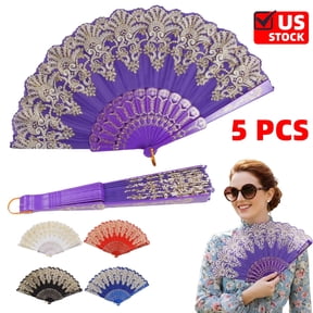 Holzlrgus Lace Handheld Fan Gorgeous European Style Rose Folding Fan ...