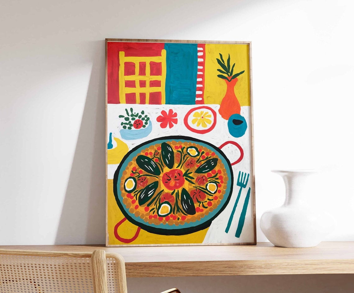 Spanish Food Poster, Pella Poster, Spanish Poster, Dinner Table Food ...