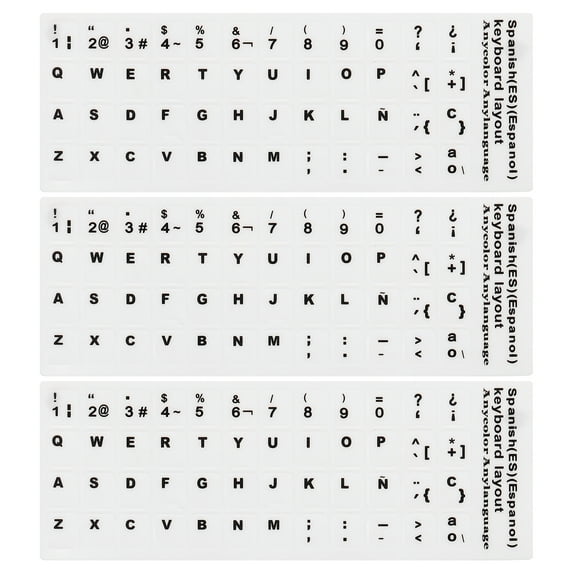 Spanish Keyboard Stickers PC Keyboard Sticker White Background with ...