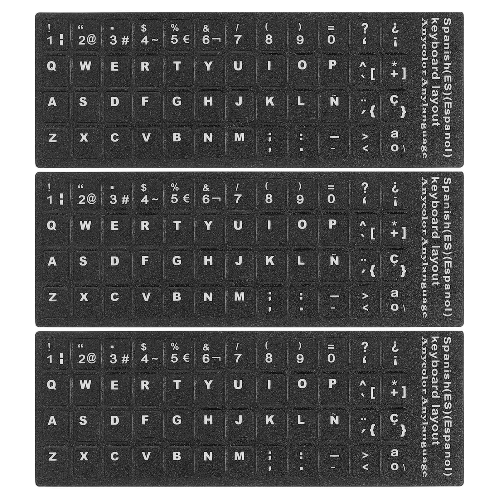 Spanish Keyboard Stickers PC Keyboard Stickers Black Background with ...
