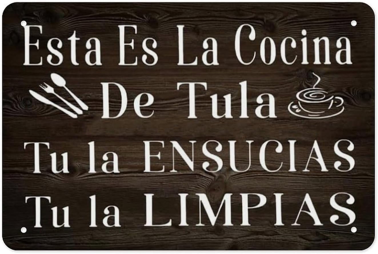 Spanish Kitchen Metal Tin Sign, Esta Es La Cocina De Tulas Wall Decor ...