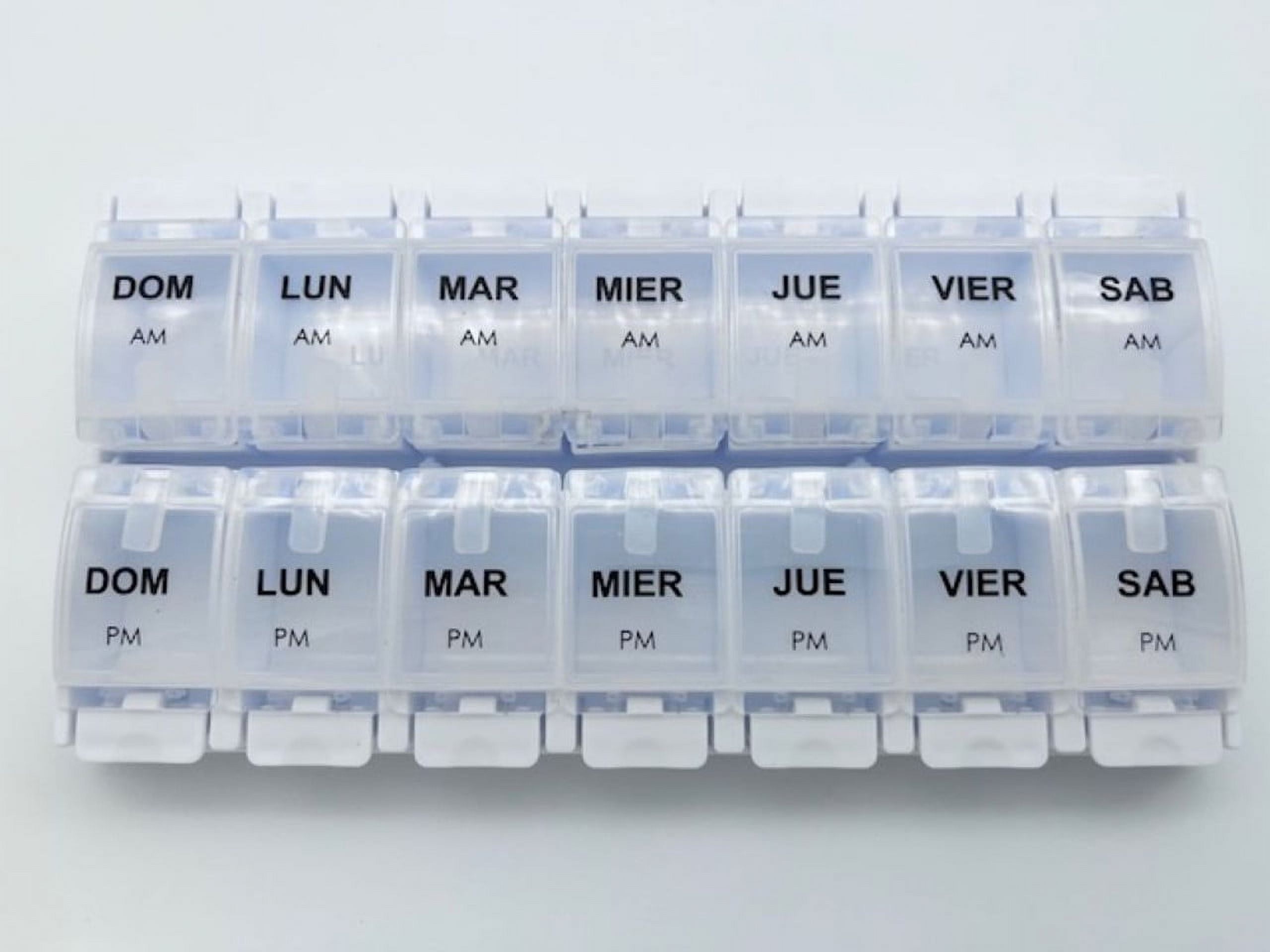 Spanish Large Pill Organizer 7 Day, Twice a Day, AM PM Weekly Pill Case ...