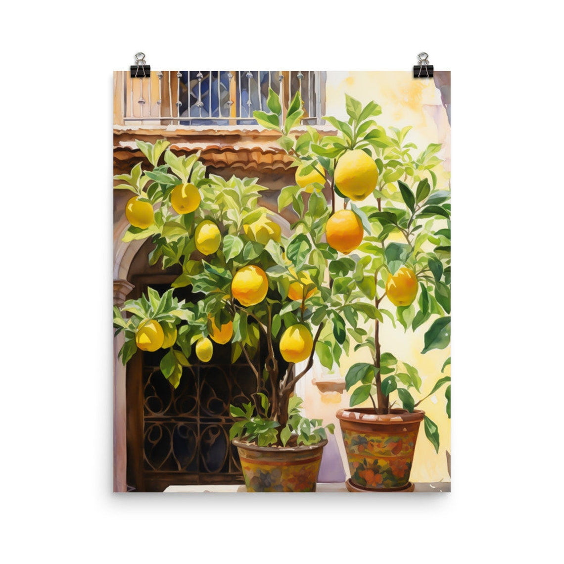 Spanish Lemon Tree Print, Valencia Farmhouse Wall Art, Mediterranean ...