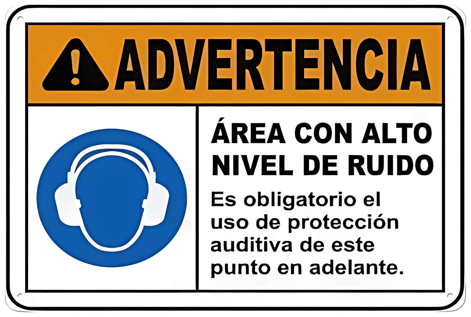 Spanish Loud Noise Hearing Protection Required Sign - 12×8 Inches ...