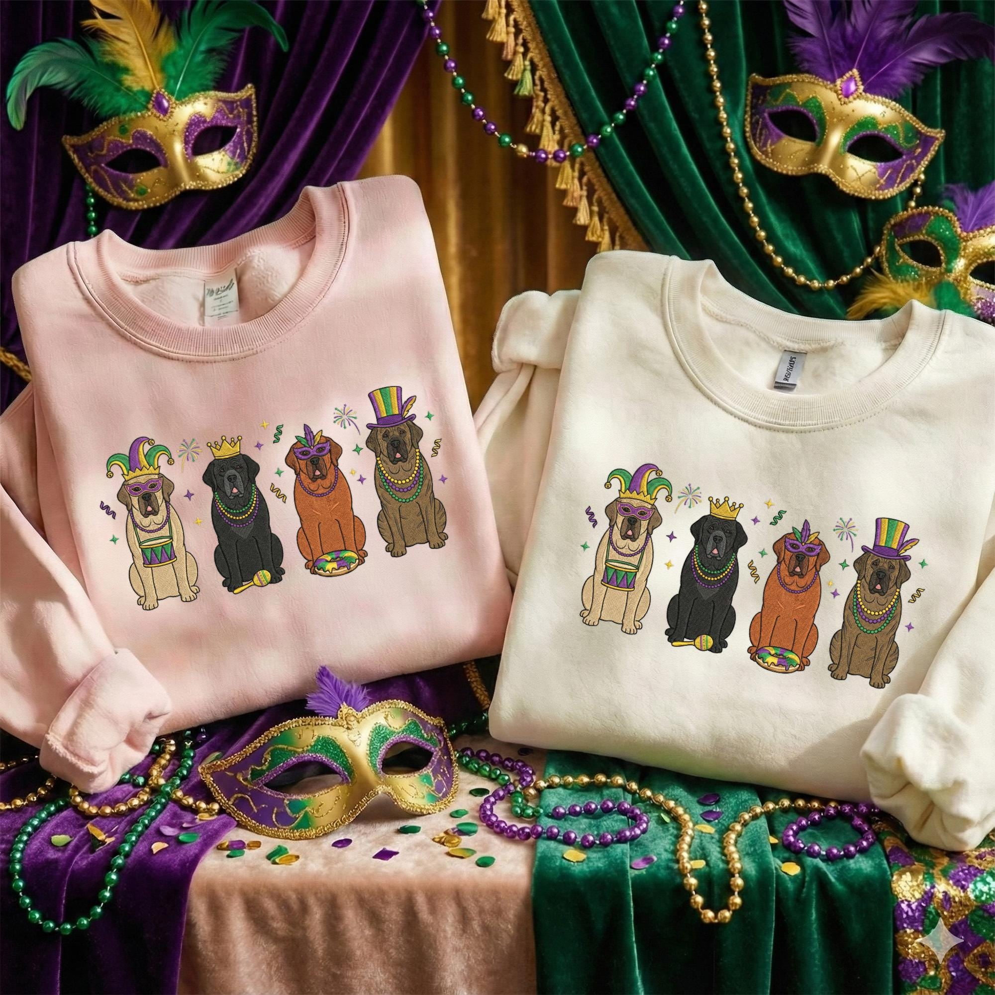 Spanish Mastiff Mardi Gras Sweatshirt, Embroidered Fat Tuesday Shirt ...