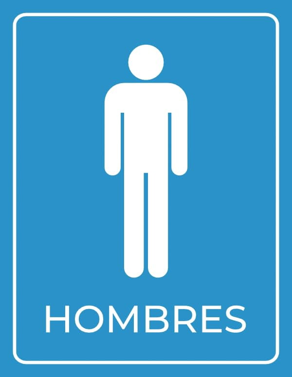 Spanish Mens Restroom Sign Bathroom Signs Door Signs Spanish Signs 8" x ...
