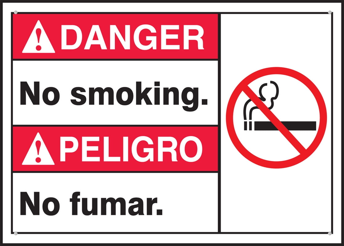 Spanish Mexican Bilingual Danger Visual Alert Safety Sign No Smoking ...