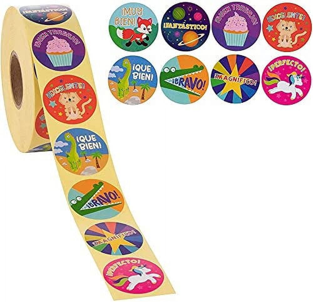 Spanish Motivational Stickers for Kids, Classroom Reward Sticker Roll ...