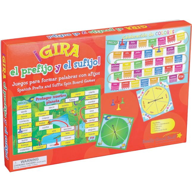 Spanish Prefix And Suffix Spin Board Games (Gira el prefijo y el sufijo ...