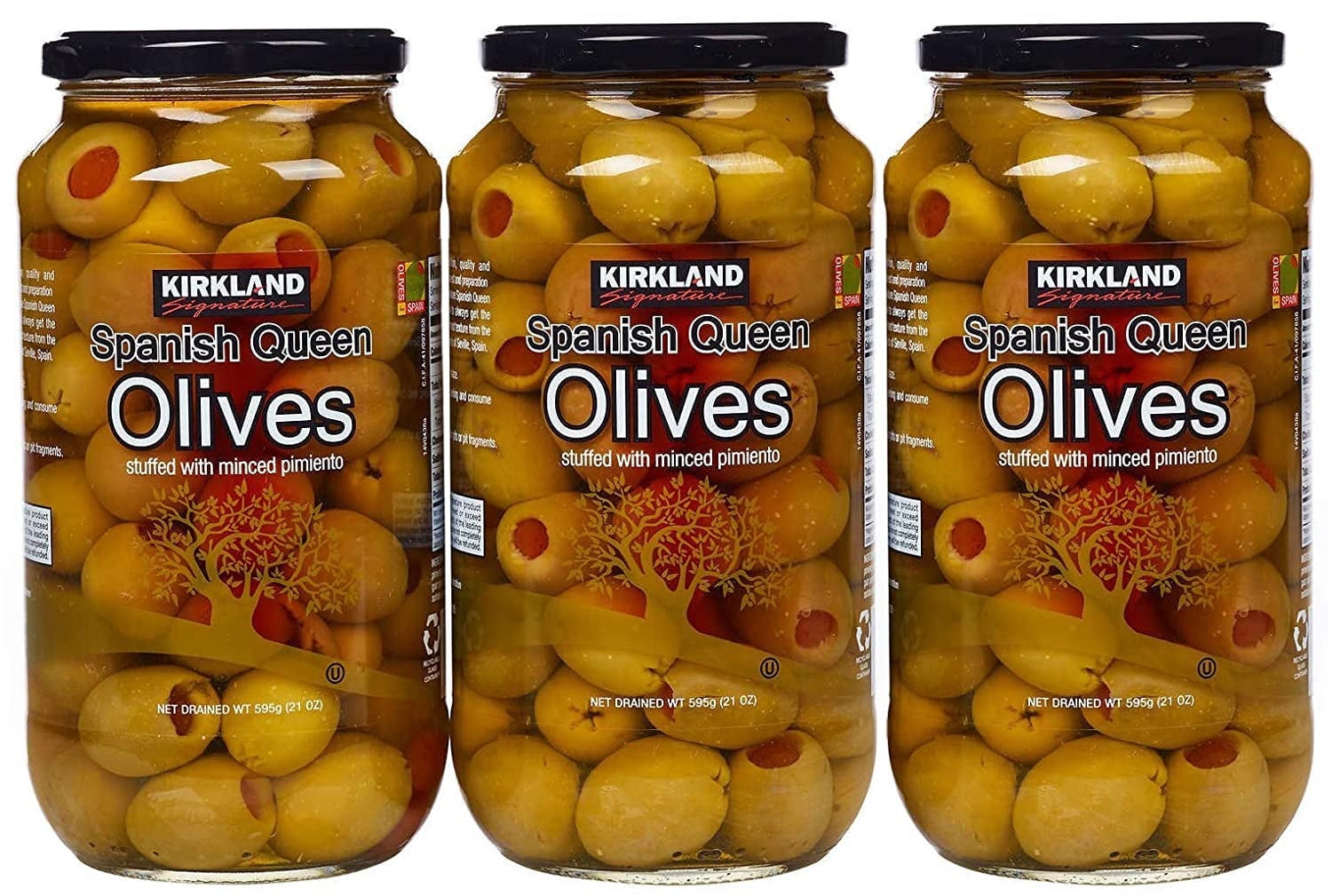 Spanish Queen Olives Stuffed With Minced Pimiento, 21oz Glass Jar (Pack ...