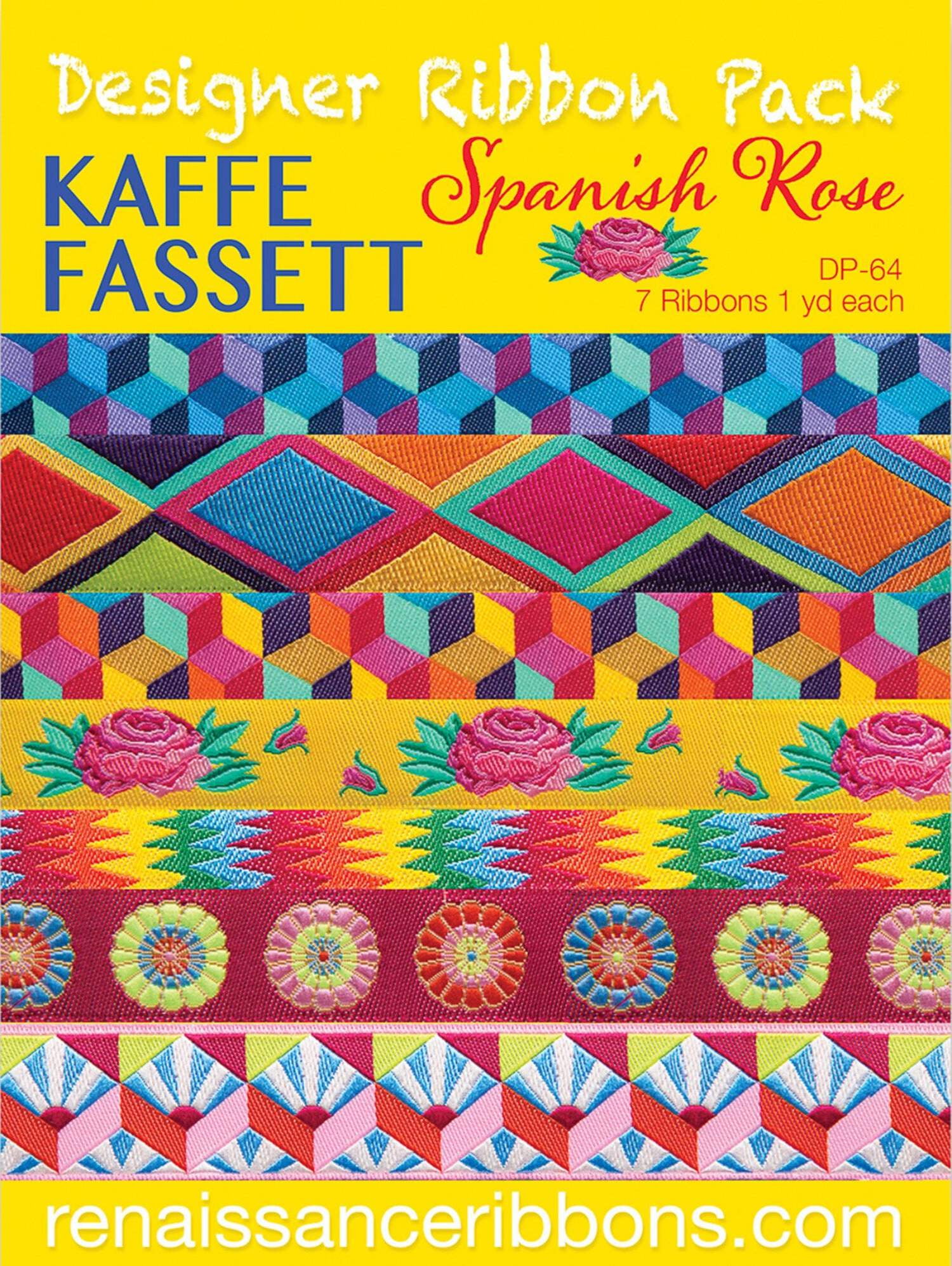Spanish Rose Designer Ribbon Pack by Kaffe Fassett for Renaissance ...