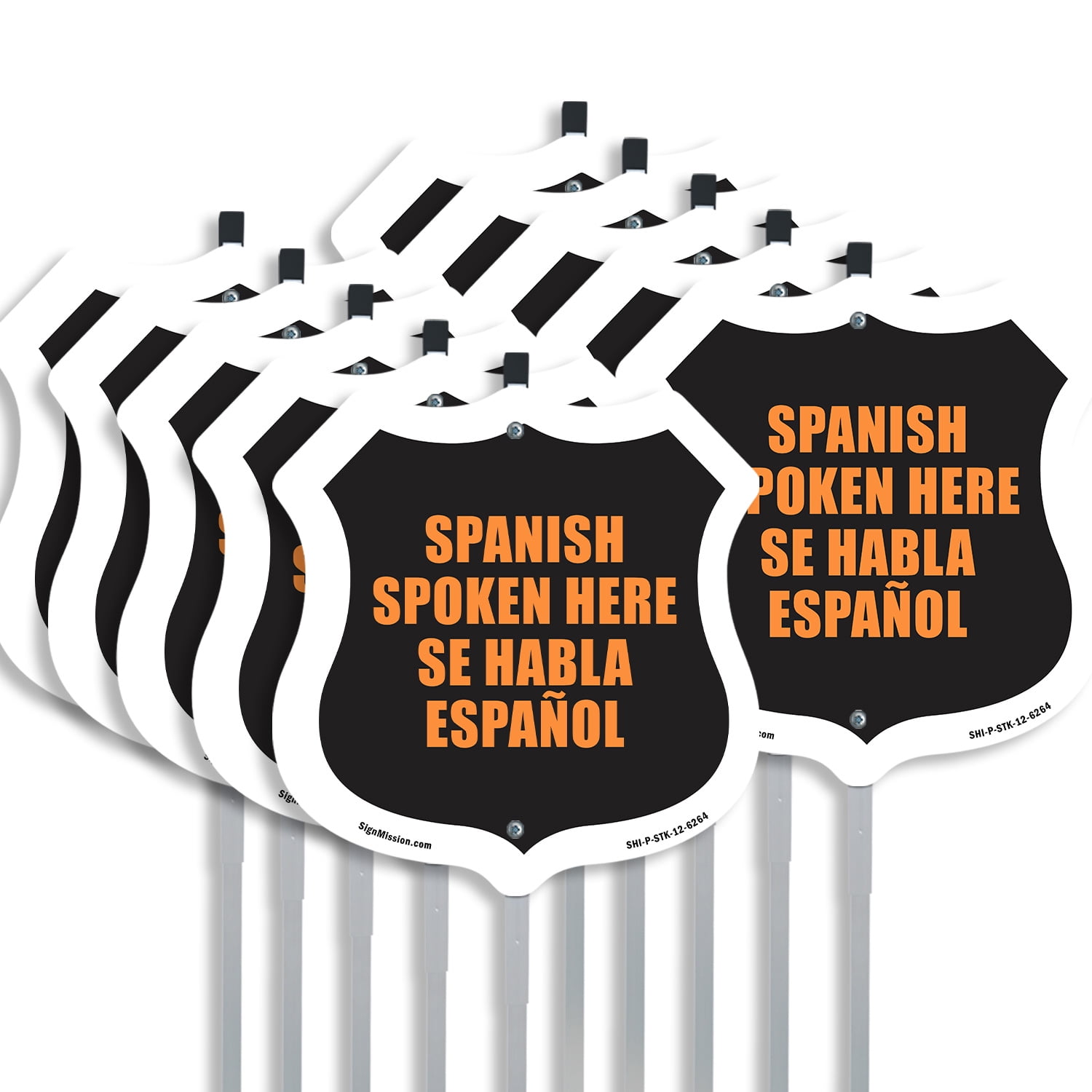 Spanish Spoken Here Bilingual English / Spanish (10 Pack) 12 inch X 12 ...