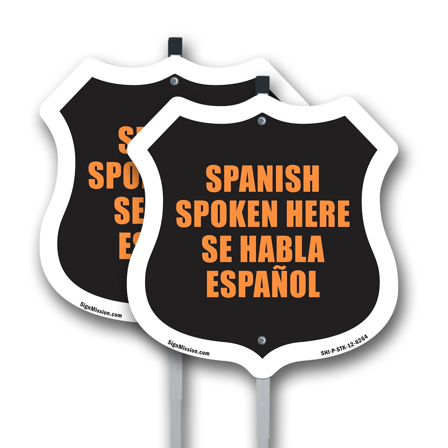 Spanish Spoken Here Bilingual English / Spanish (2 Pack) 12 inch X 12 ...