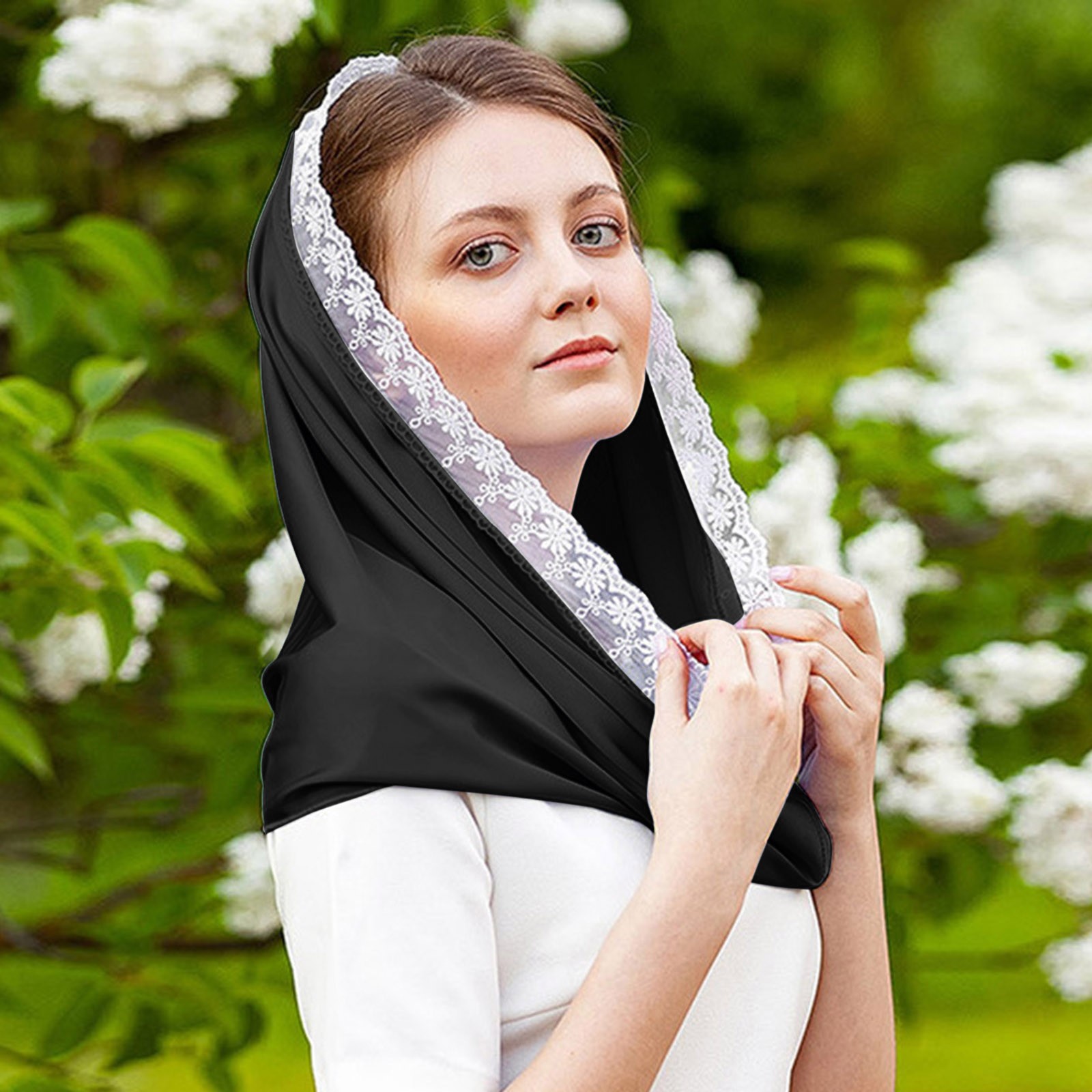 Spanish Style Satin Traditional Vintage Shape Latin Mass Head Covering ...