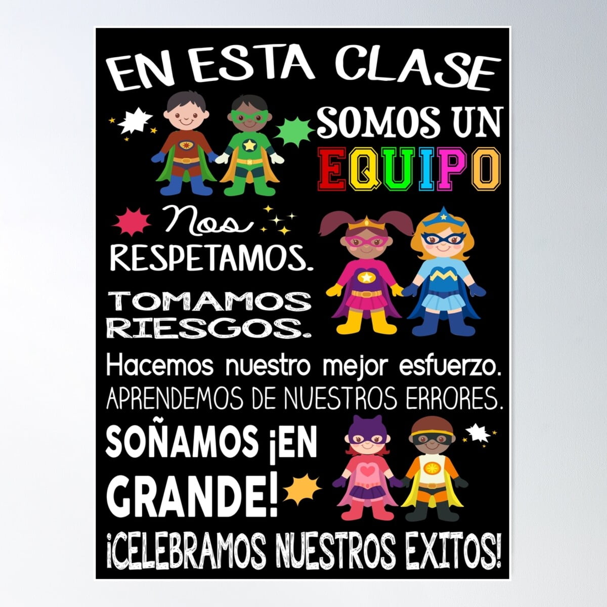 Spanish Superheroes Classroom Poster Wall Art, Modern Wall Decor For ...