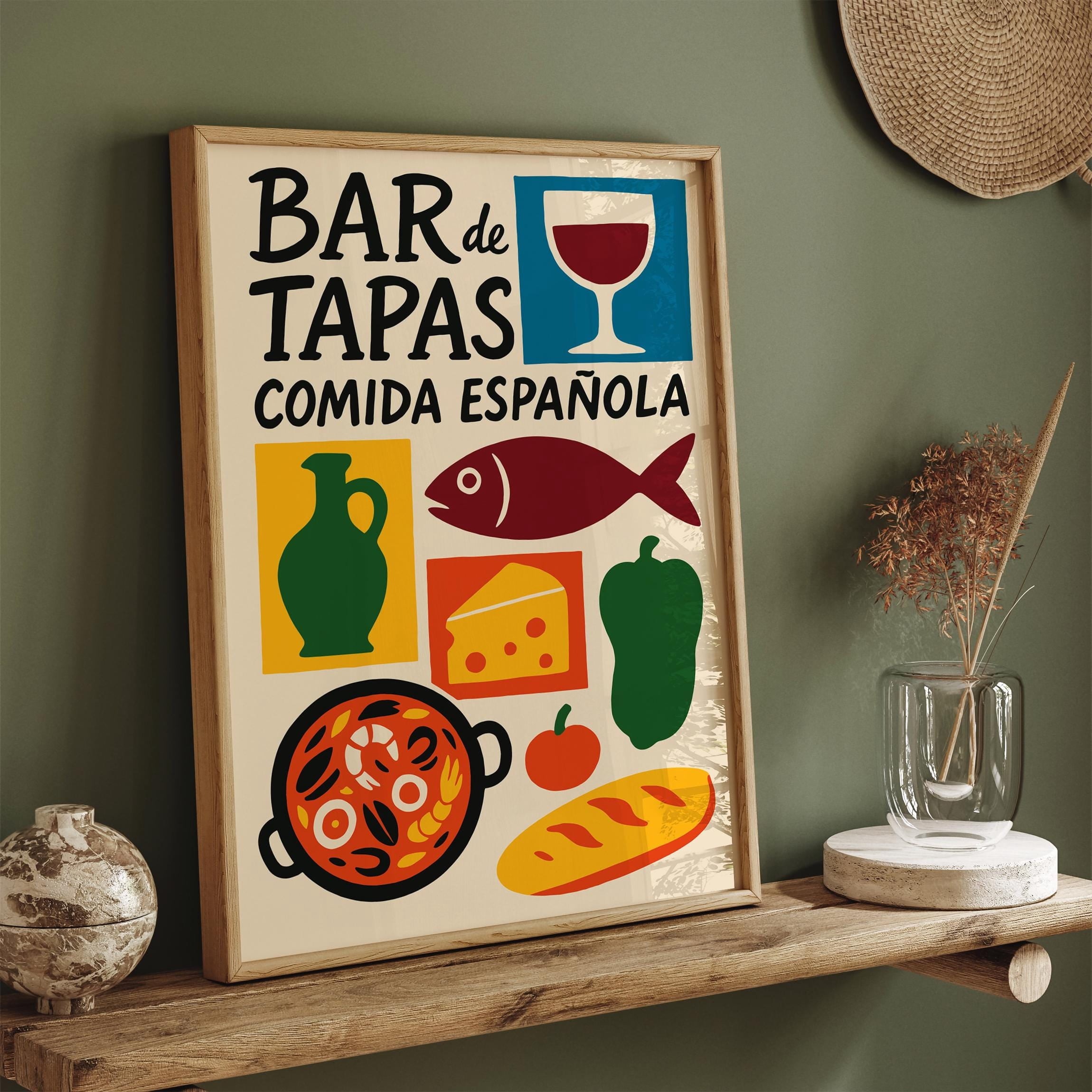 Spanish Tapas Bar Poster: Vibrant Mediterranean Kitchen Art UNFRAMED ...