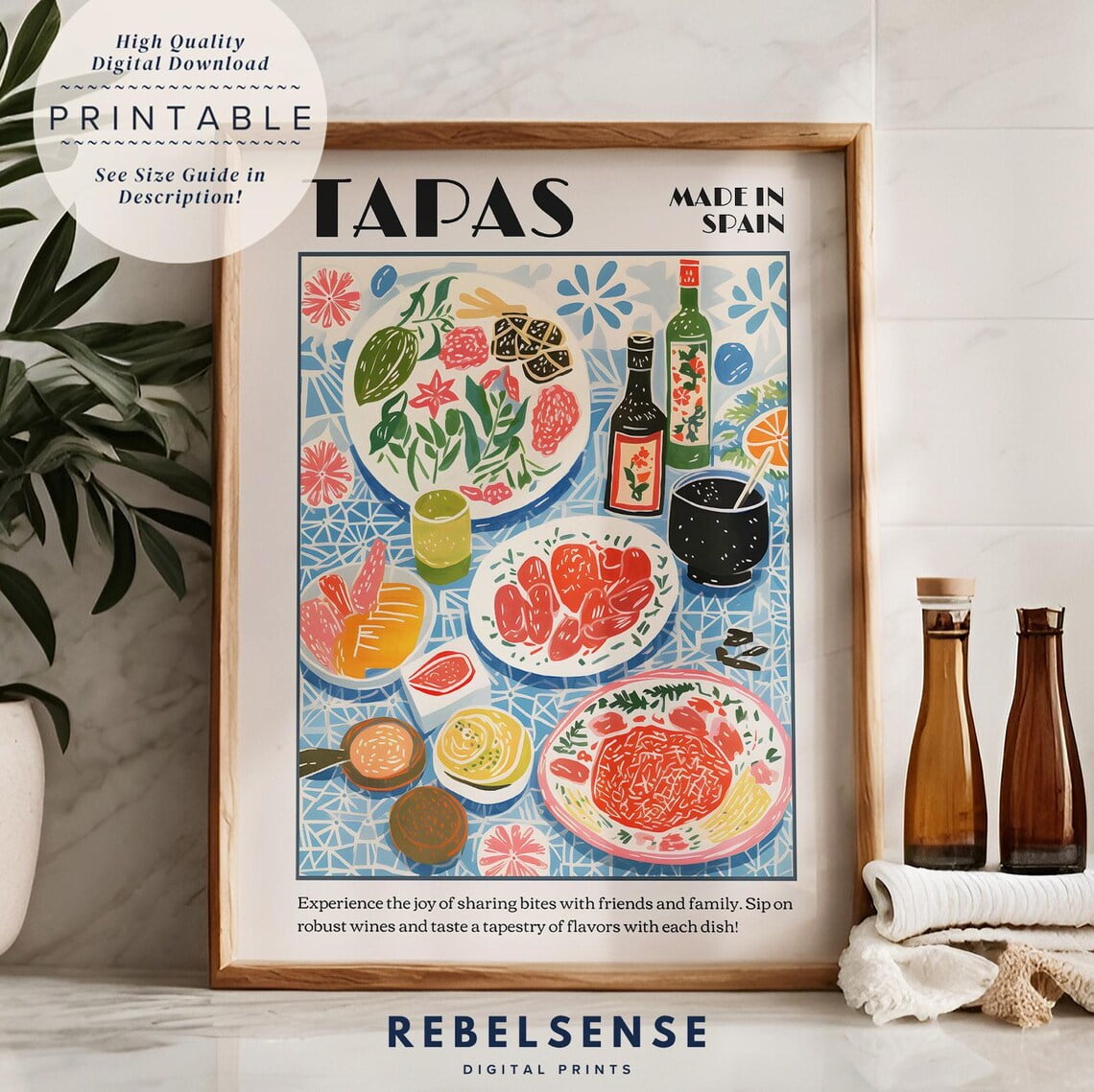 Spanish Tapas Wall Print, Tapas Food Wall Decor, Print, Food Art Print ...