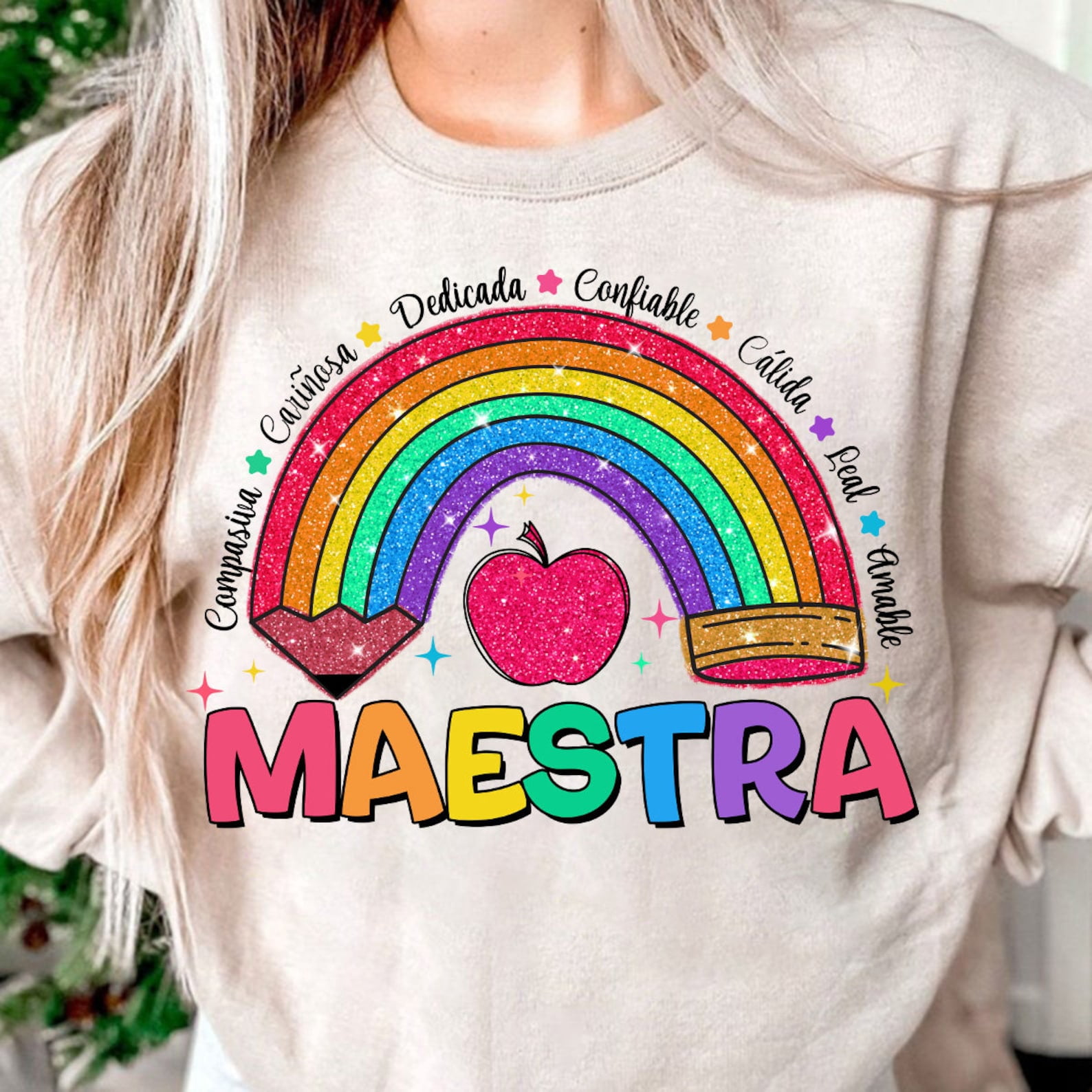 Spanish Teacher Rainbow Pencil Tshirt, Teach Love Inspire Tshirt ...