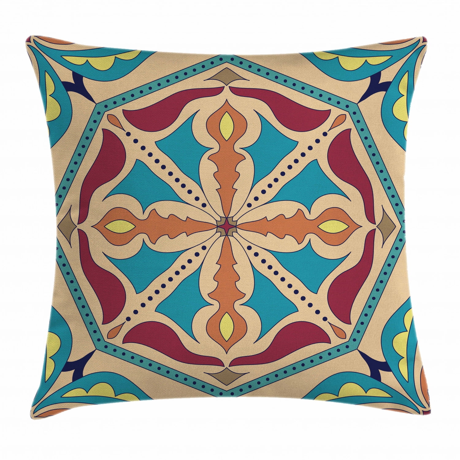 Spanish Throw Pillow Cushion Cover, Ethnic Azulejo Talavera with ...