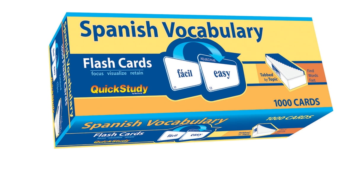 Spanish Vocabulary Flash Cards (1000 cards) : a QuickStudy Reference ...