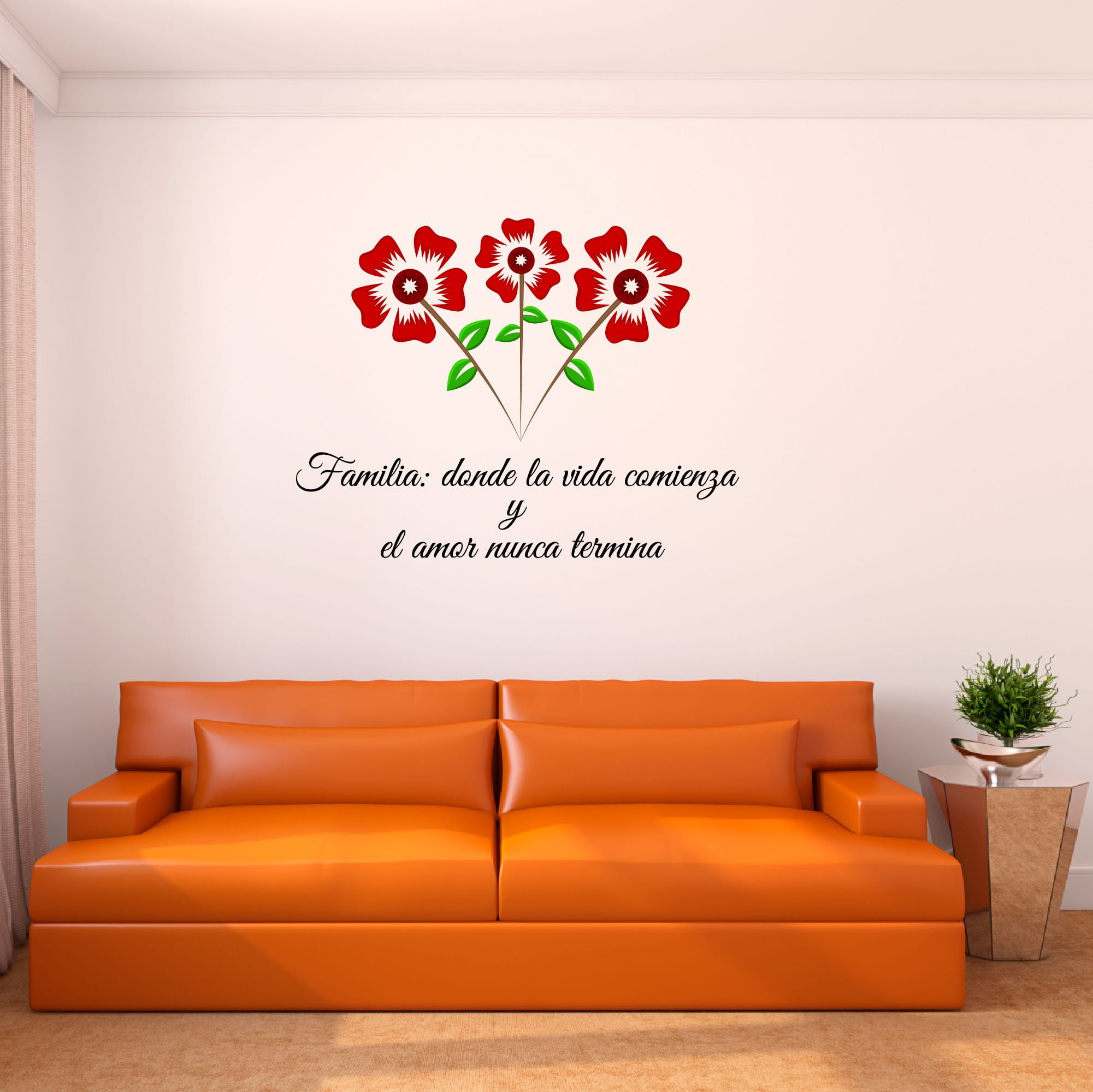 Spanish Wall Decals for Family Hallway - Familia donde la vida comienza ...