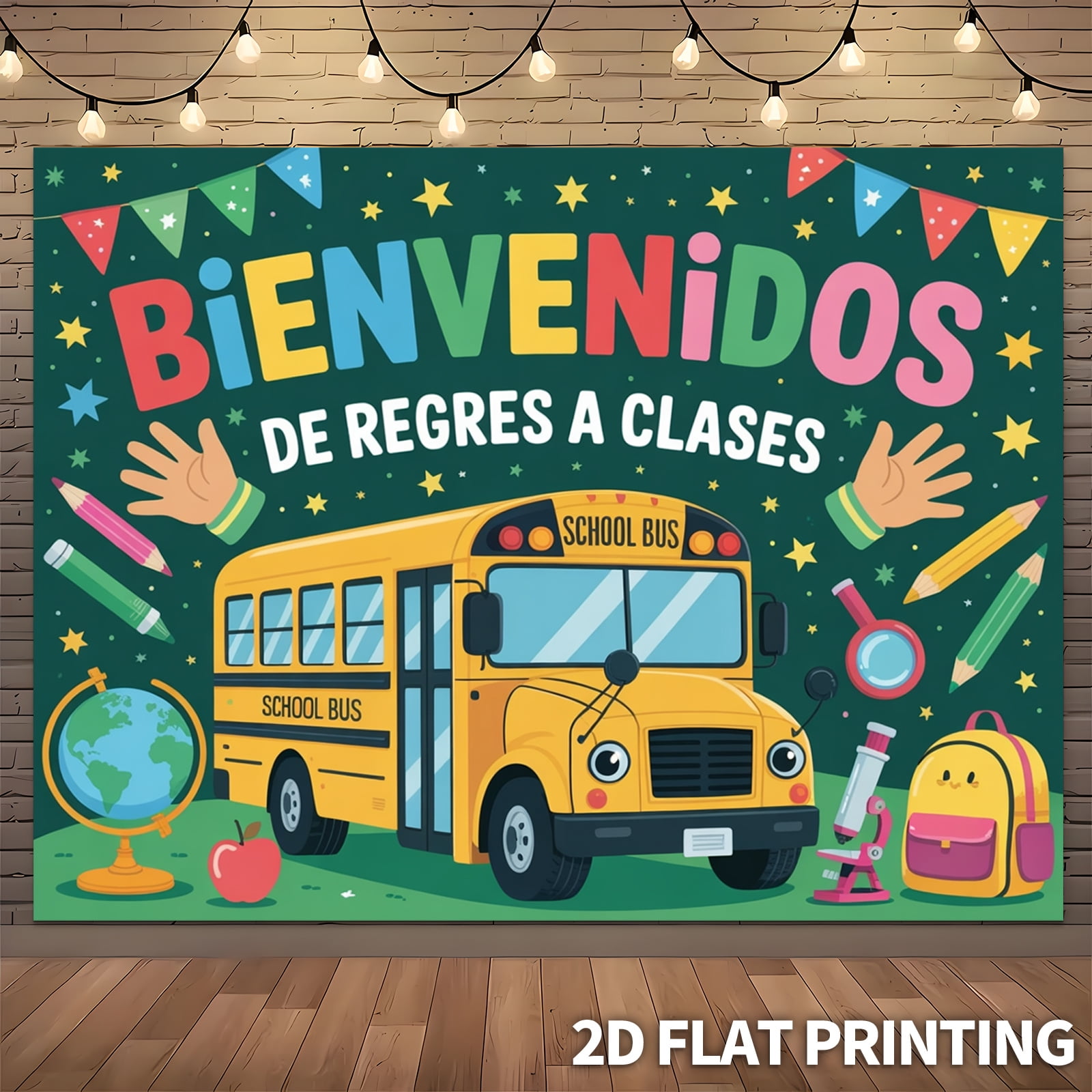 Spanish Welcome Back to School Backdrop Green Bienvenidos De Regreso A ...