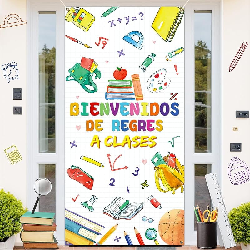 Spanish Welcome Back to School Door Cover Decoration Back to School ...