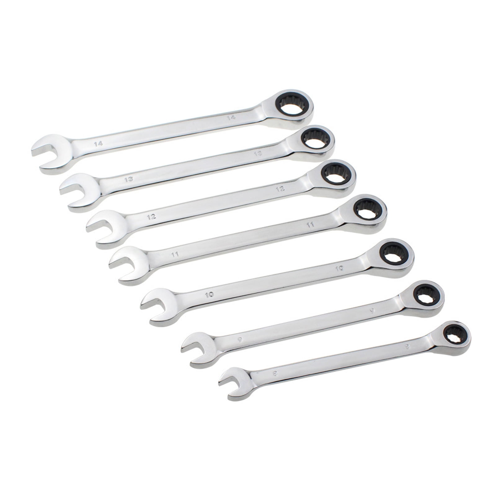 Spanner Ratcheting Wrench Set, 12Pcs Chrome Steel 8-19mm Flexible Head ...