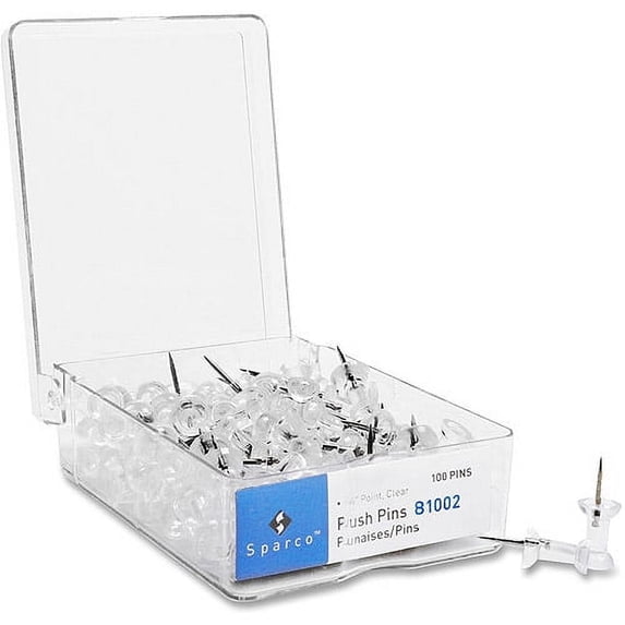 SP Richards Sparco 1/2 Inch Head Push Pins, Clear Plastic Case, Steel ...