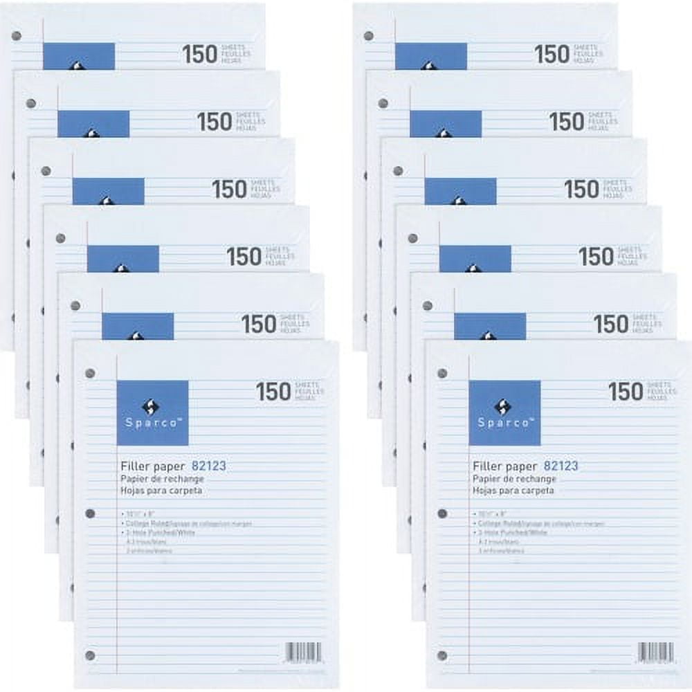 Sparco 3HP Notebook Filler Paper - 1800 Sheets - College Ruled - 16 lb ...