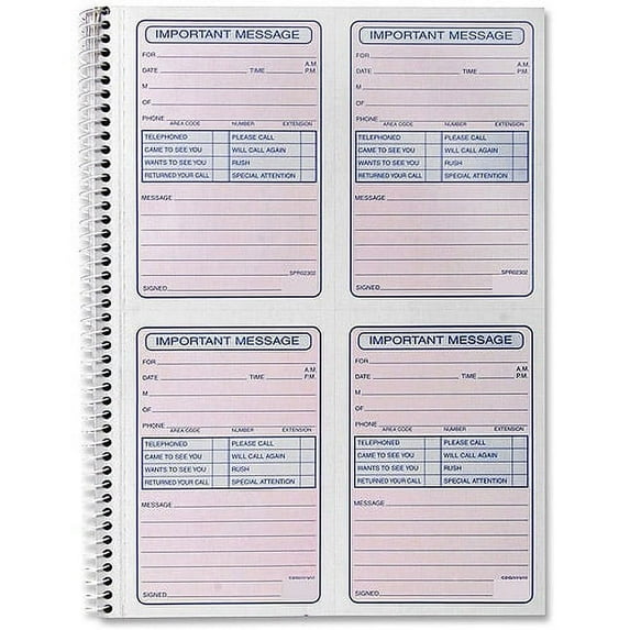 Sparco 4CPP Carbonless Telephone Message Book - Walmart.com