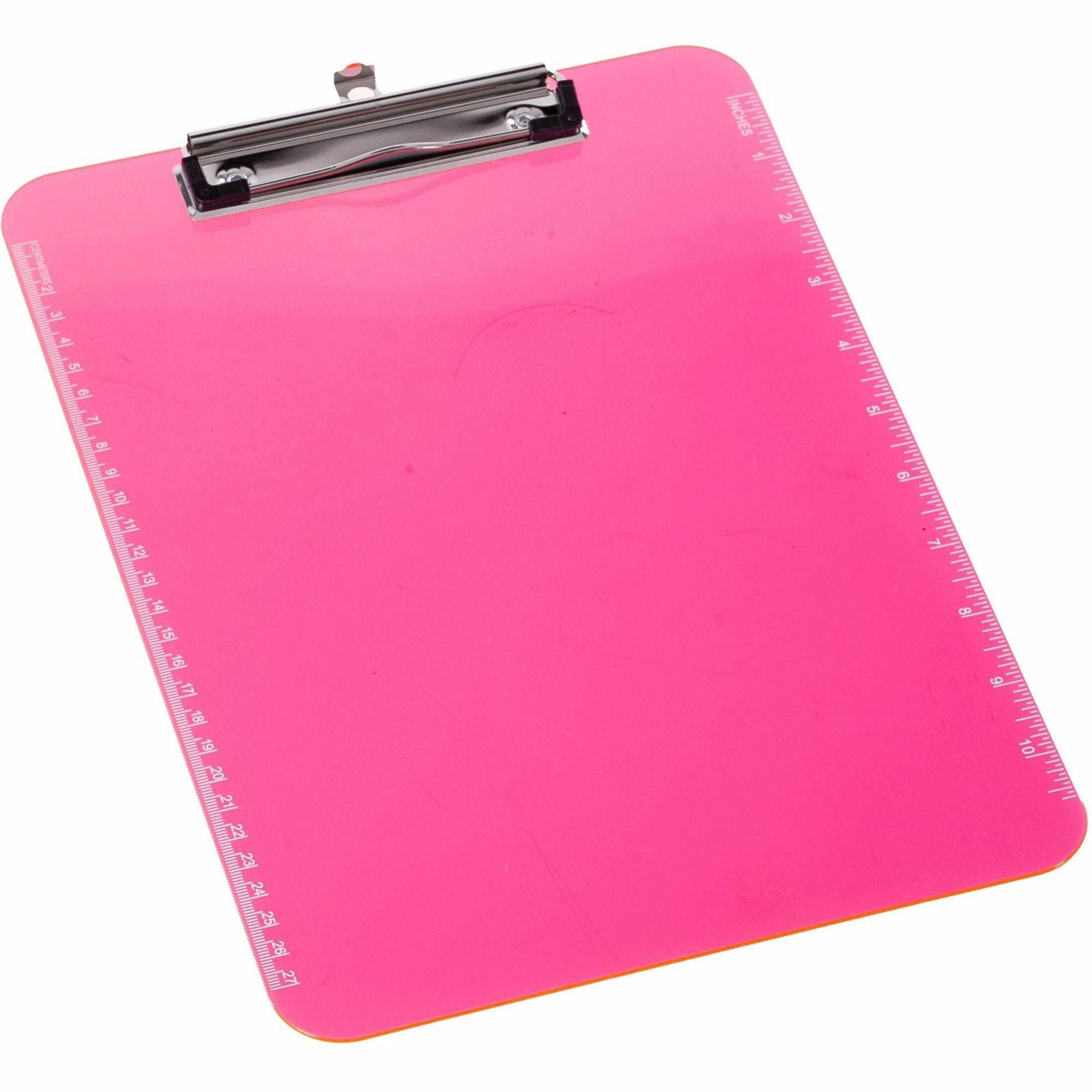 Sparco Low-Profile Plastic Clipboard, 9" x 12", Neon Pink, Durable ...