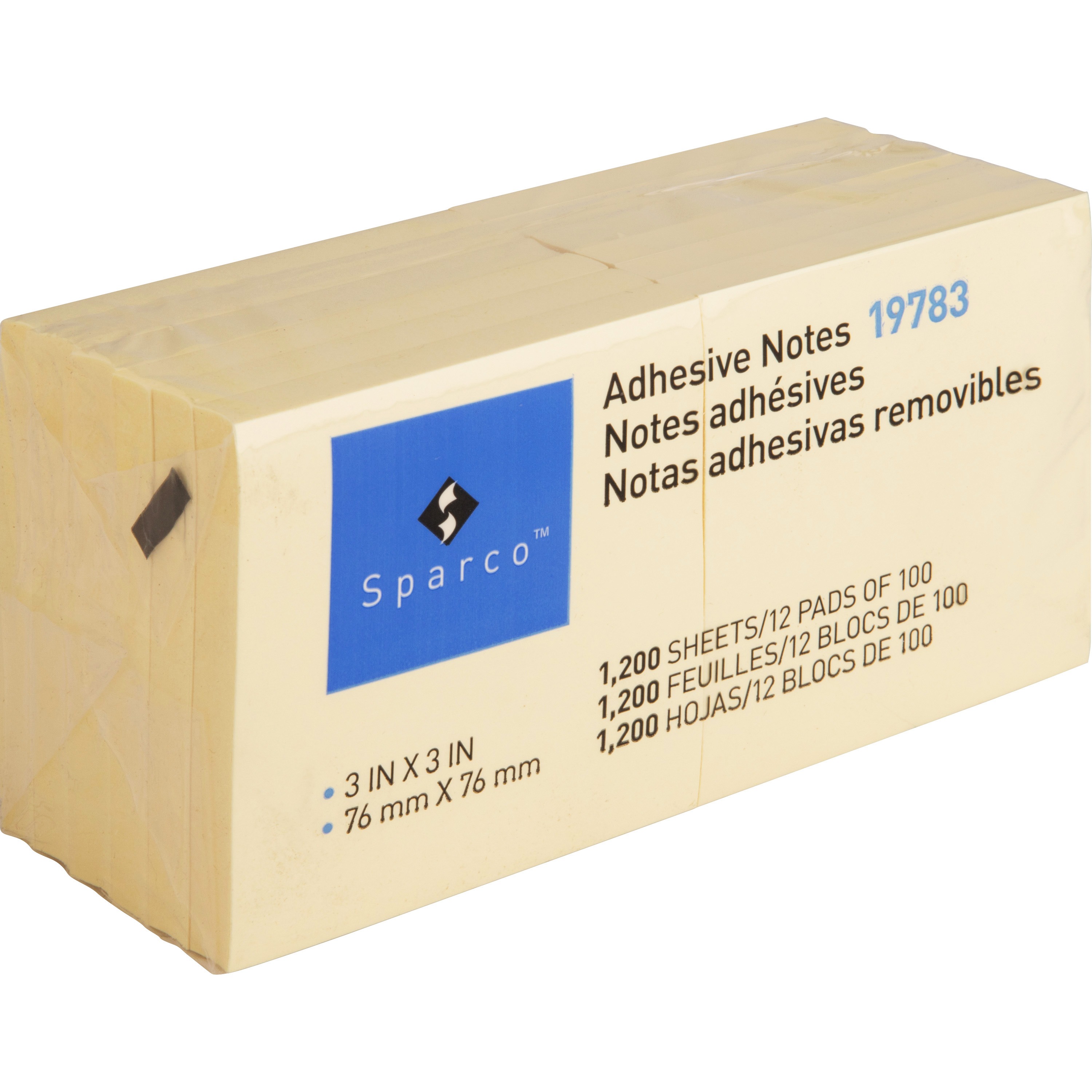 Sparco Adhesive Notes 3"x3" 100SH/Pad 12/PK Yellow 19783 - Walmart.com