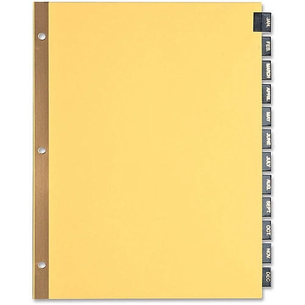 SP Richards Sparco Leather Monthly Tab Indexes, Black Leather Tabs ...