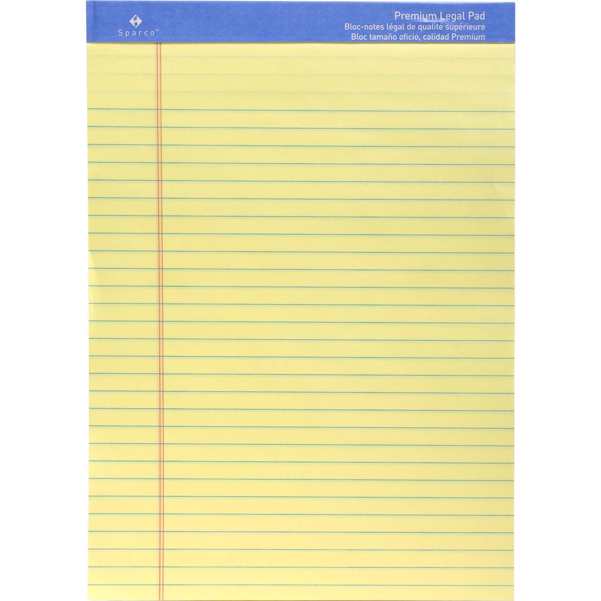 Sparco Perforated Wide Pad Ruled 50 Shts 8-1/2"x11-3/4" Canary 1011 ...