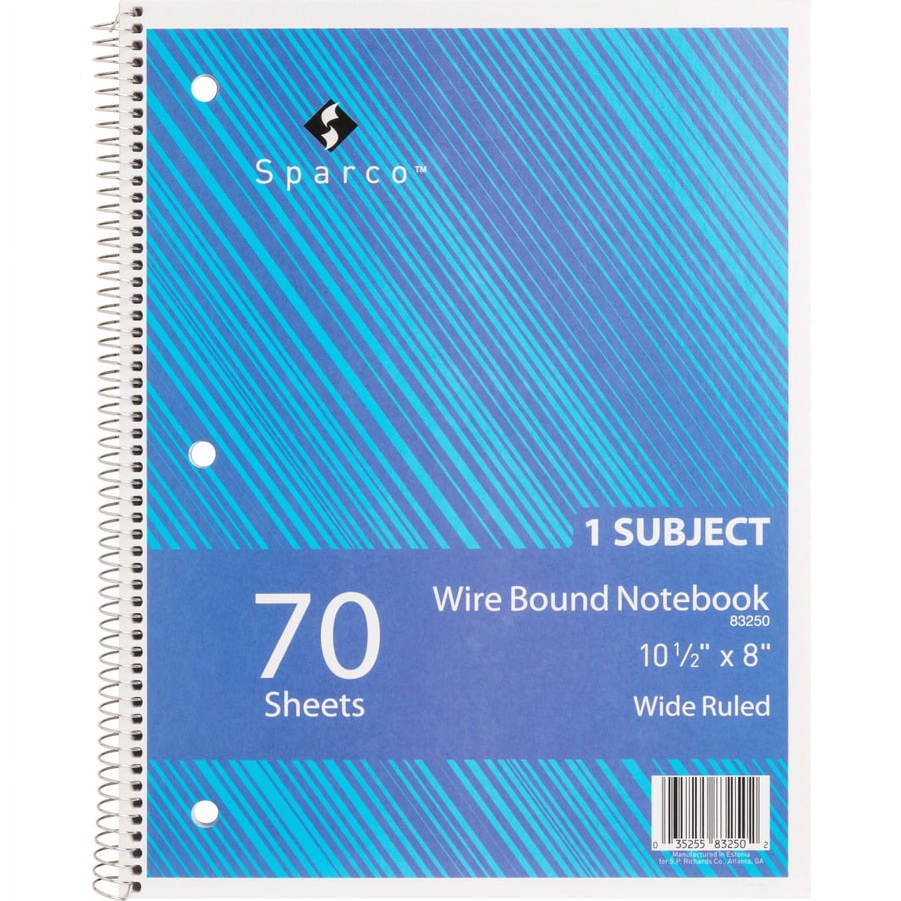 Sparco Quality Wirebound Wide Ruled Notebooks - 70 Sheets - Wire Bound ...