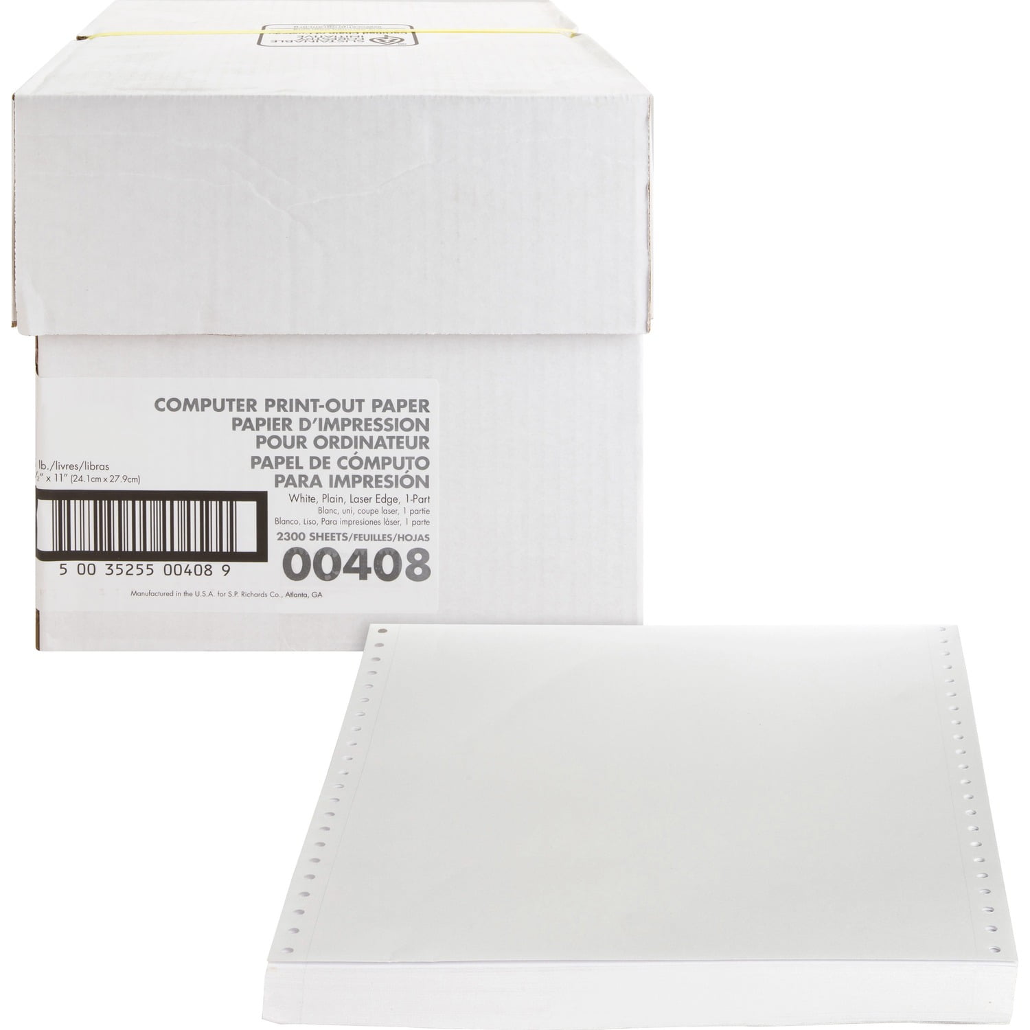 Sparco, SPR00408, Perforated Blank Computer Paper, 230 / Carton, White ...