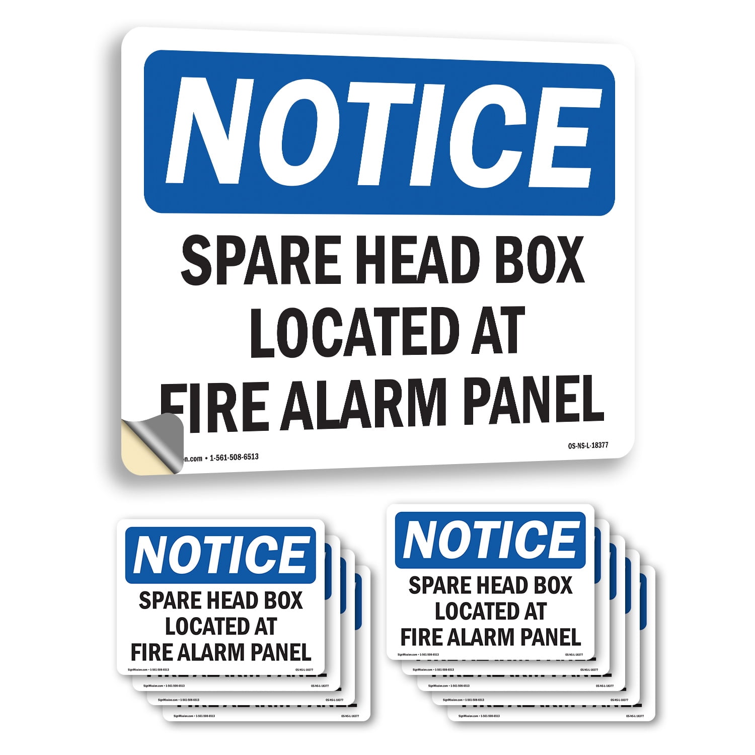 Spare Head Box Located At Fire Alarm Panel OSHA Notice Vinyl Decal ...