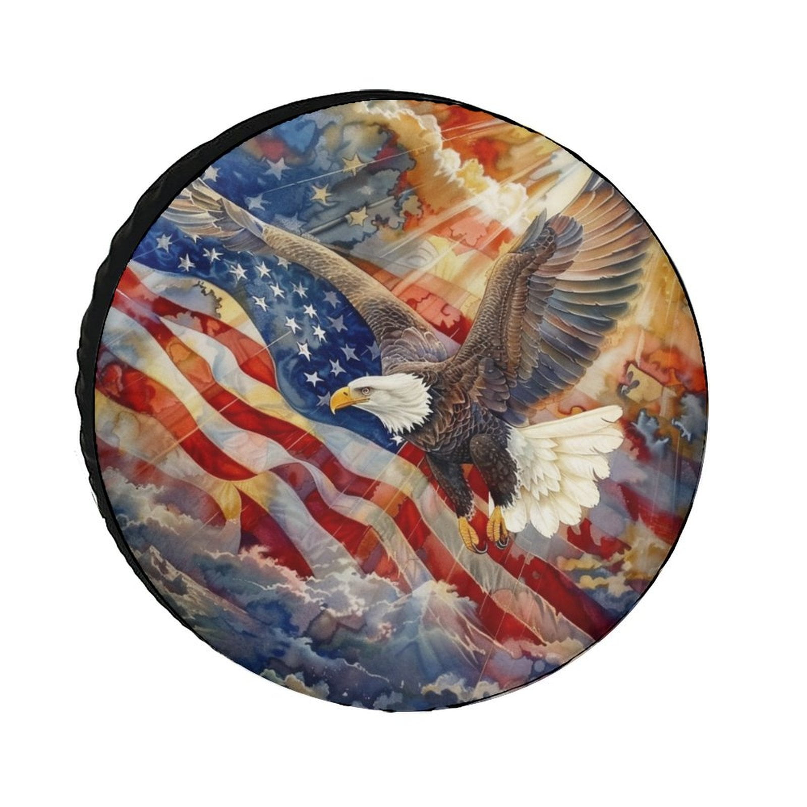 Spare Tire Cover 12 Inch Bald Eagle Flying American Flag Waterproof ...