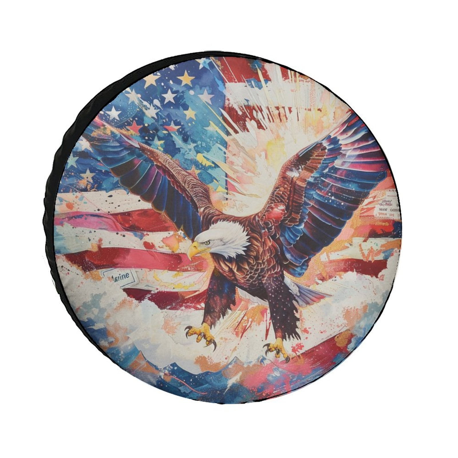Spare Tire Cover 12 Inch Bald Eagle Flying American Flag Wheel ...