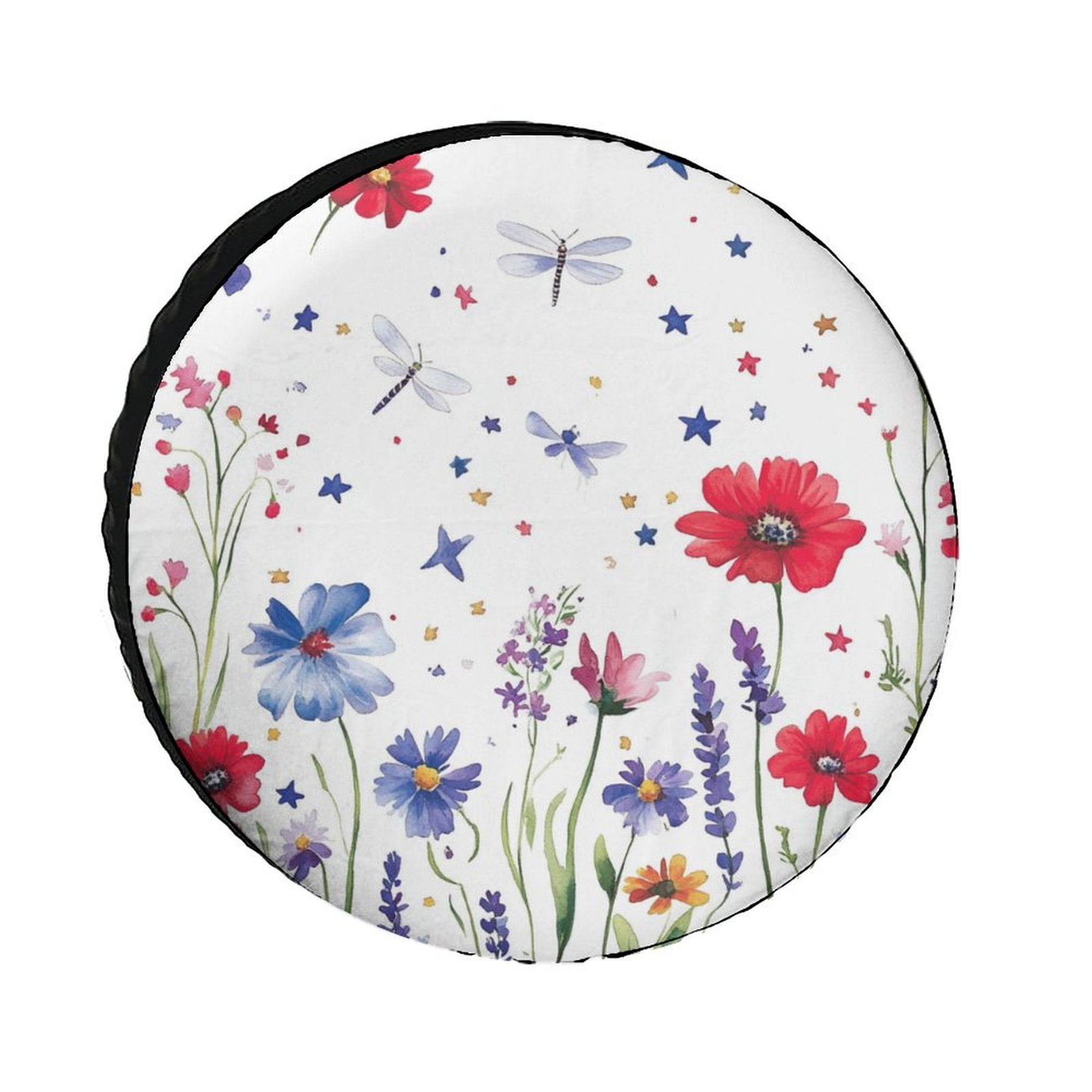 Spare Tire Cover 12inch 4th of July Flowers Stars Dragonfly Waterproof ...