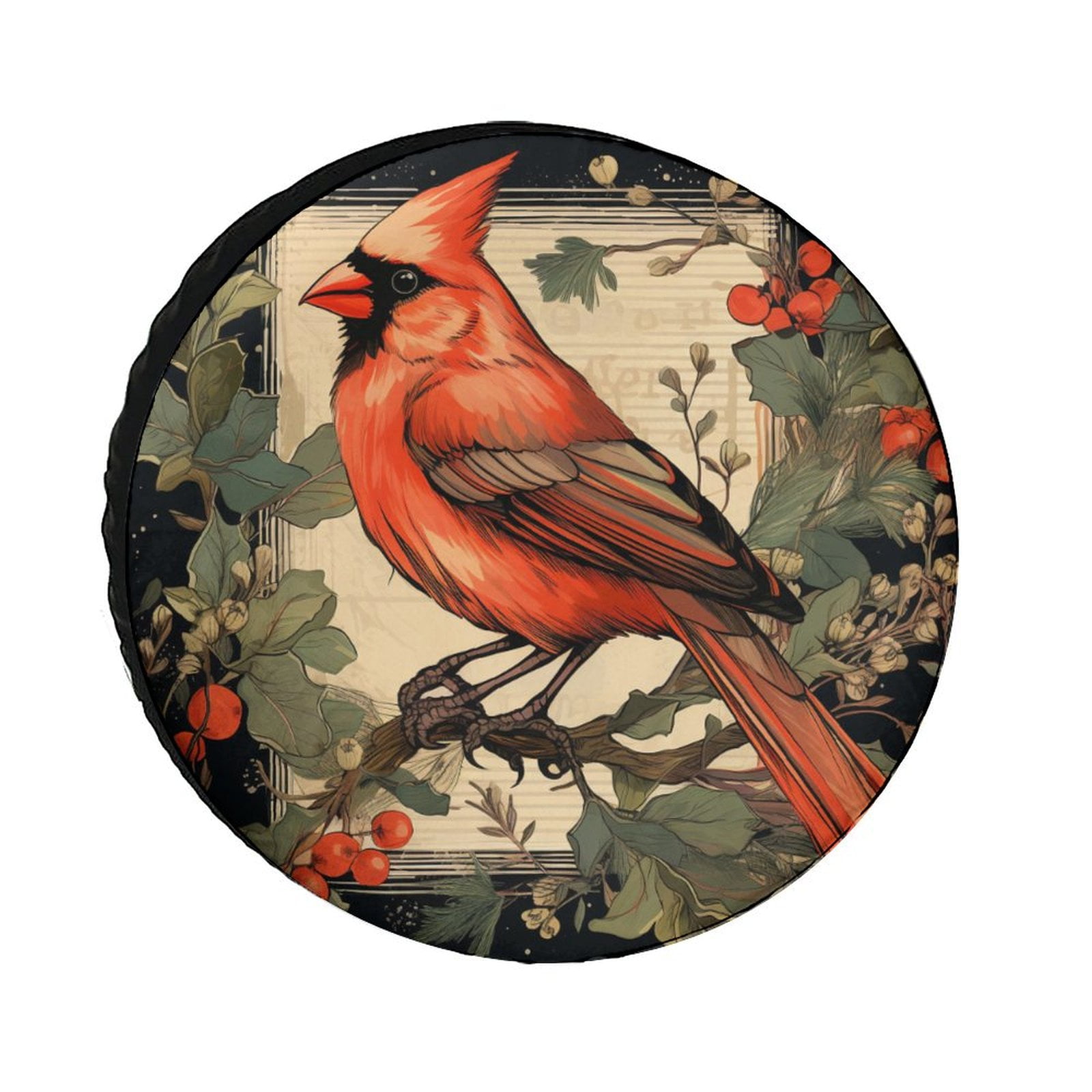 Spare Tire Cover 12inch Christmas Cardinal With Branches On The Music ...