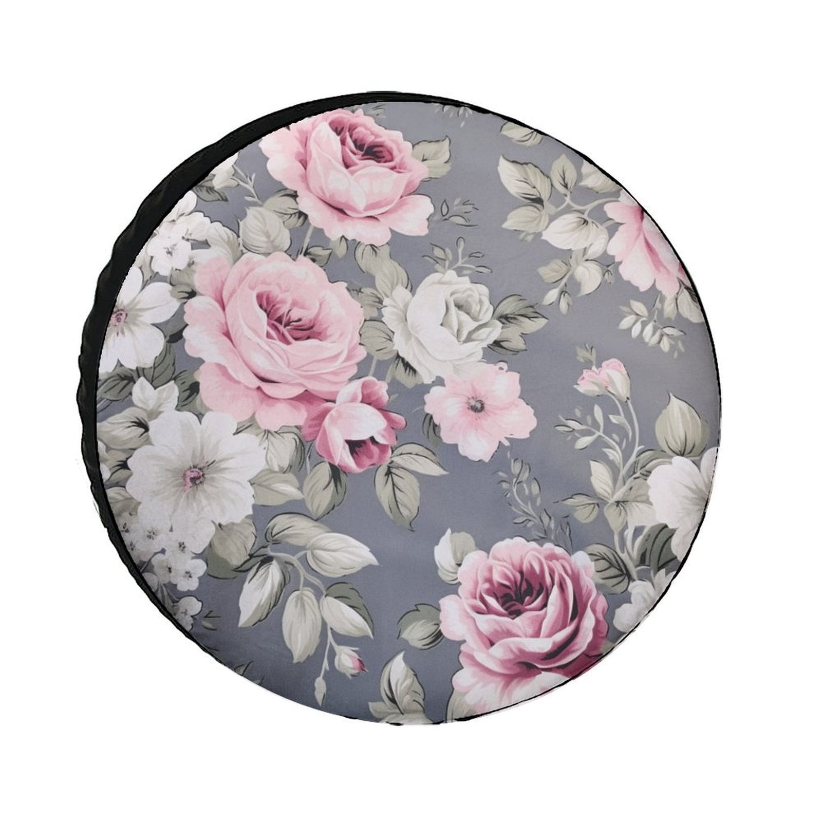 Spare Tire Cover 12inch Grey And Pink Roses Polyester Universal Spare ...