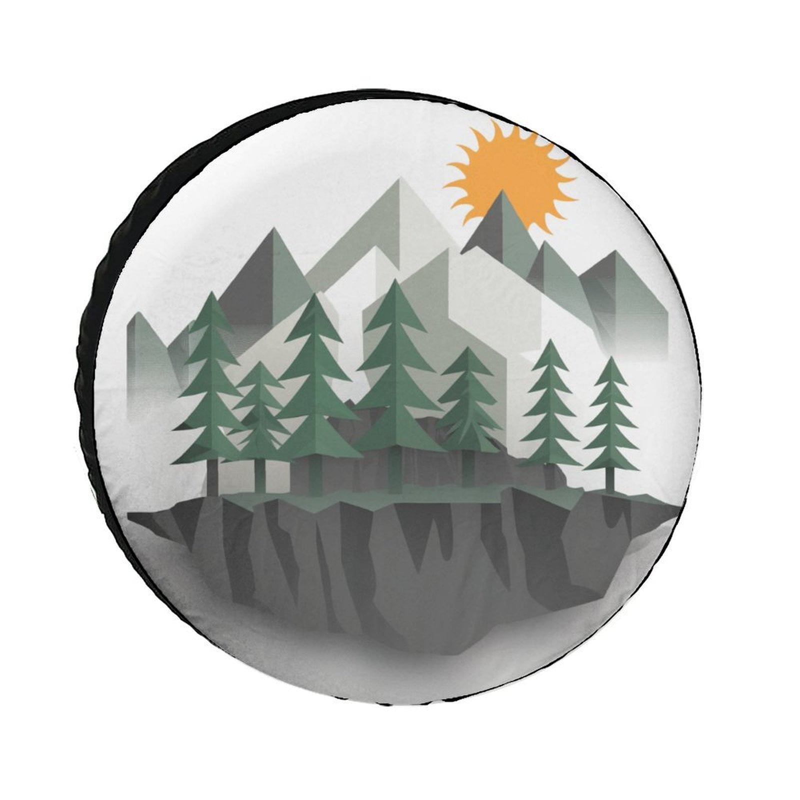 Spare Tire Cover 14 Inch Trees And Mountains with The Sun Wheel ...