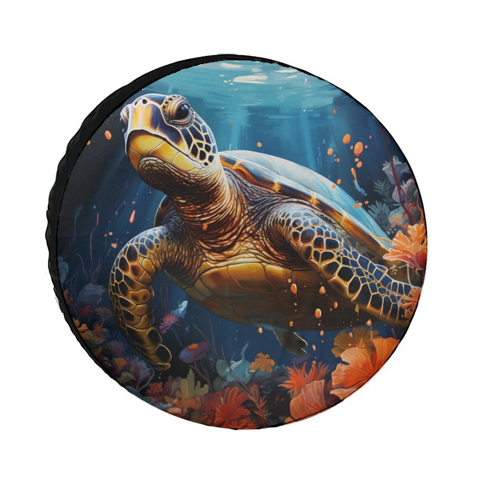Spare Tire Cover 15inch Oil Painting of A Sea Turtle with Coral And Sea ...