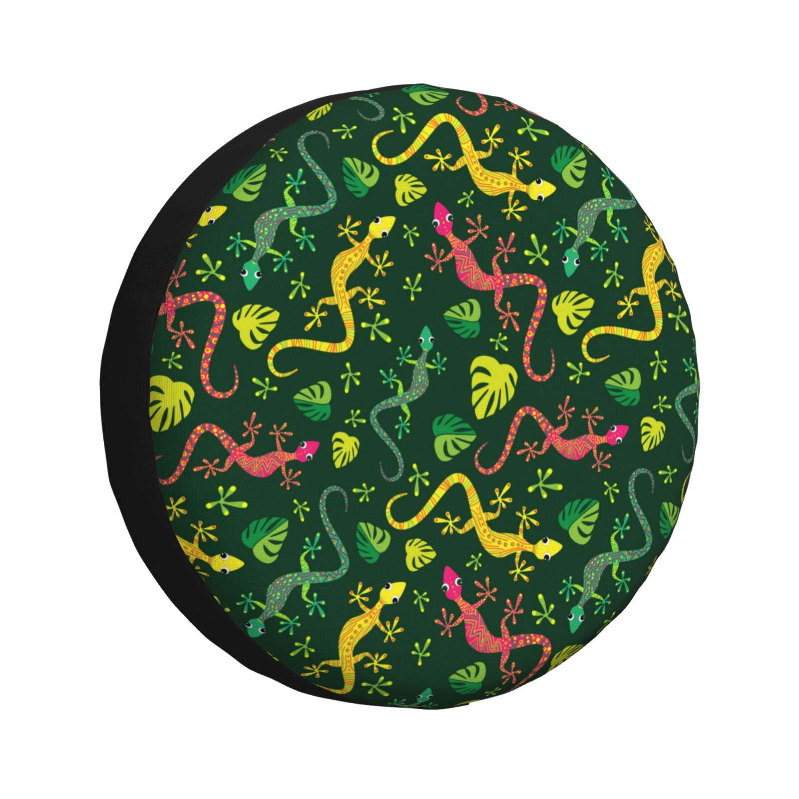 Spare Tire Cover Abstract Cute Lizard Gecko Leaves Waterproof Trailer ...