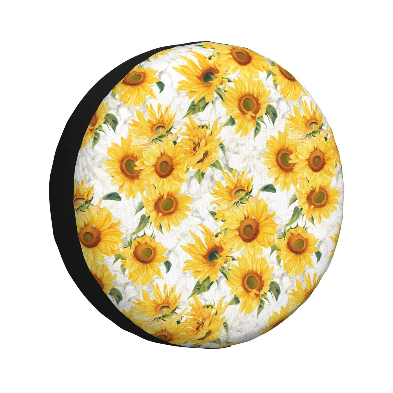 Spare Tire Cover Artistic Marble Pattern Sunflower Waterproof Trailer ...