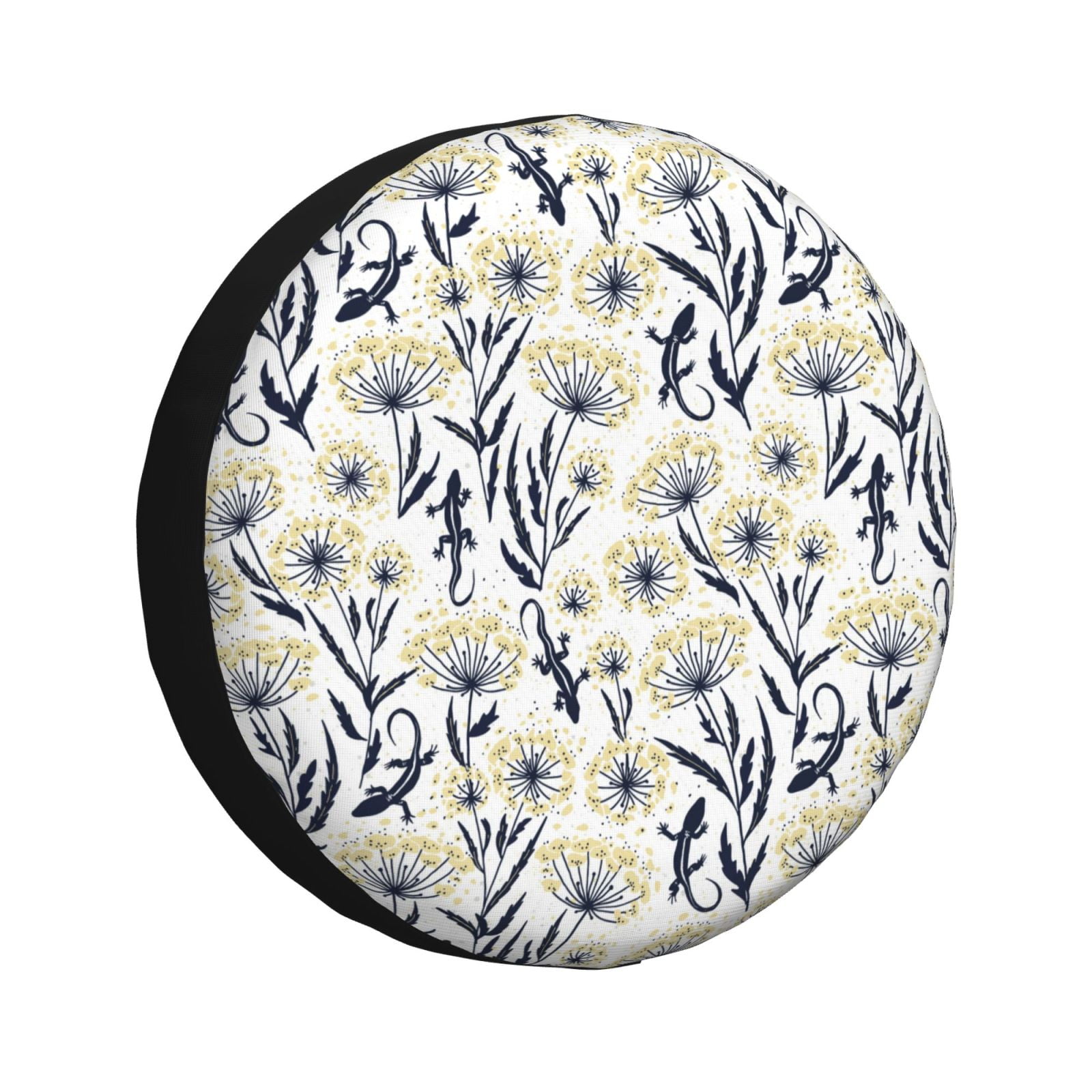 Spare Tire Cover Black White Gecko Lizard Flower Waterproof Trailer ...